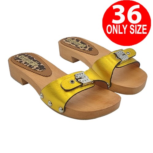 Classic Golden Clogs With Buckle - Size 36 - GL102 GOLD LAM | eBay