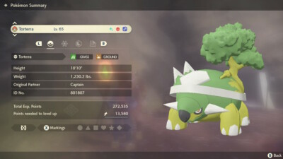 Ultra Shiny 6IV Torterra Alpha Best Stats Pokemon Legends Arceus Fast ...
