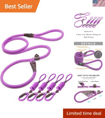 Durable 1/2" x 6 ft Comfortable Slip Dog Leashes Pack - High Visibility Purple | eBay