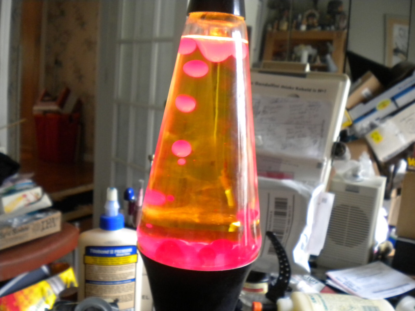 Vintage Lava Lite Motion Lamp Yellow with pink red lava Black Base Rare ...