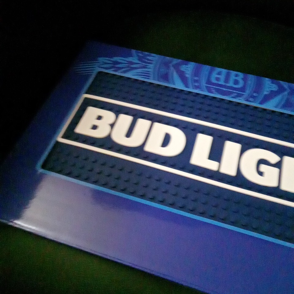 BUDWEISER BUD LIGHT BEER BAR MAT 12 X 18” Rubber Drip Mat new In Box | eBay