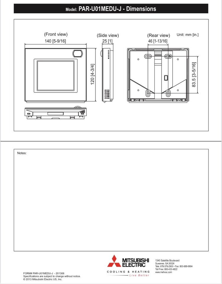 Mitsubishi Electric - HVAC VRF - Smart ME Controller - M/N: PAR-U01MEDU ...