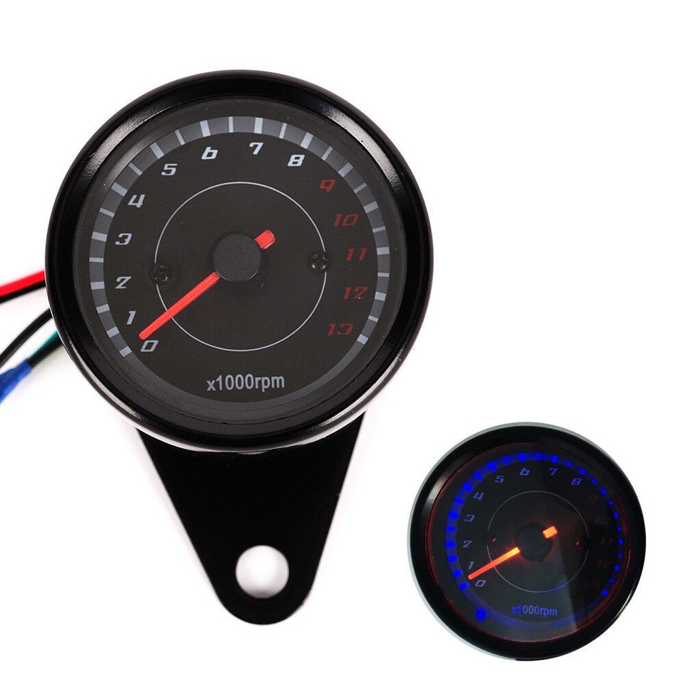 Universal Motorcycle LED Speedometer Tachometer Odometer Rev Counter ...