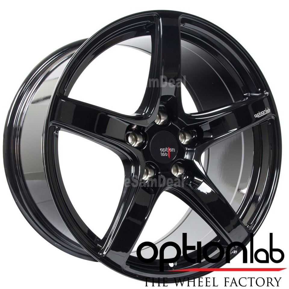 STAGGERED 5x114.3 18x8.5 18x9.5 OPTION LAB R555 GOTHAM BLACK 5 SPOKES ...