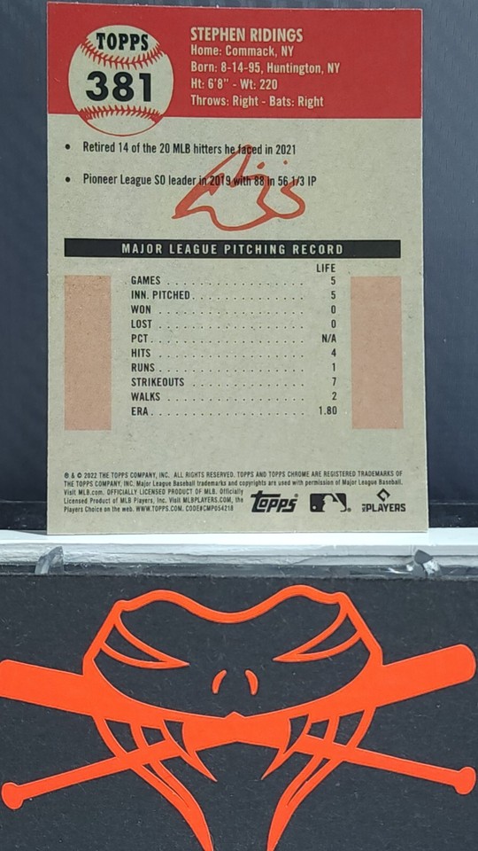 Stephen Ridings 2022 Topps Chrome Platinum Anniversary #381 - Yankees ...