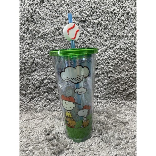 Peanuts Baseball Scene Charm Cup Snoopy Smoothie Cup Straw Multicolor ...