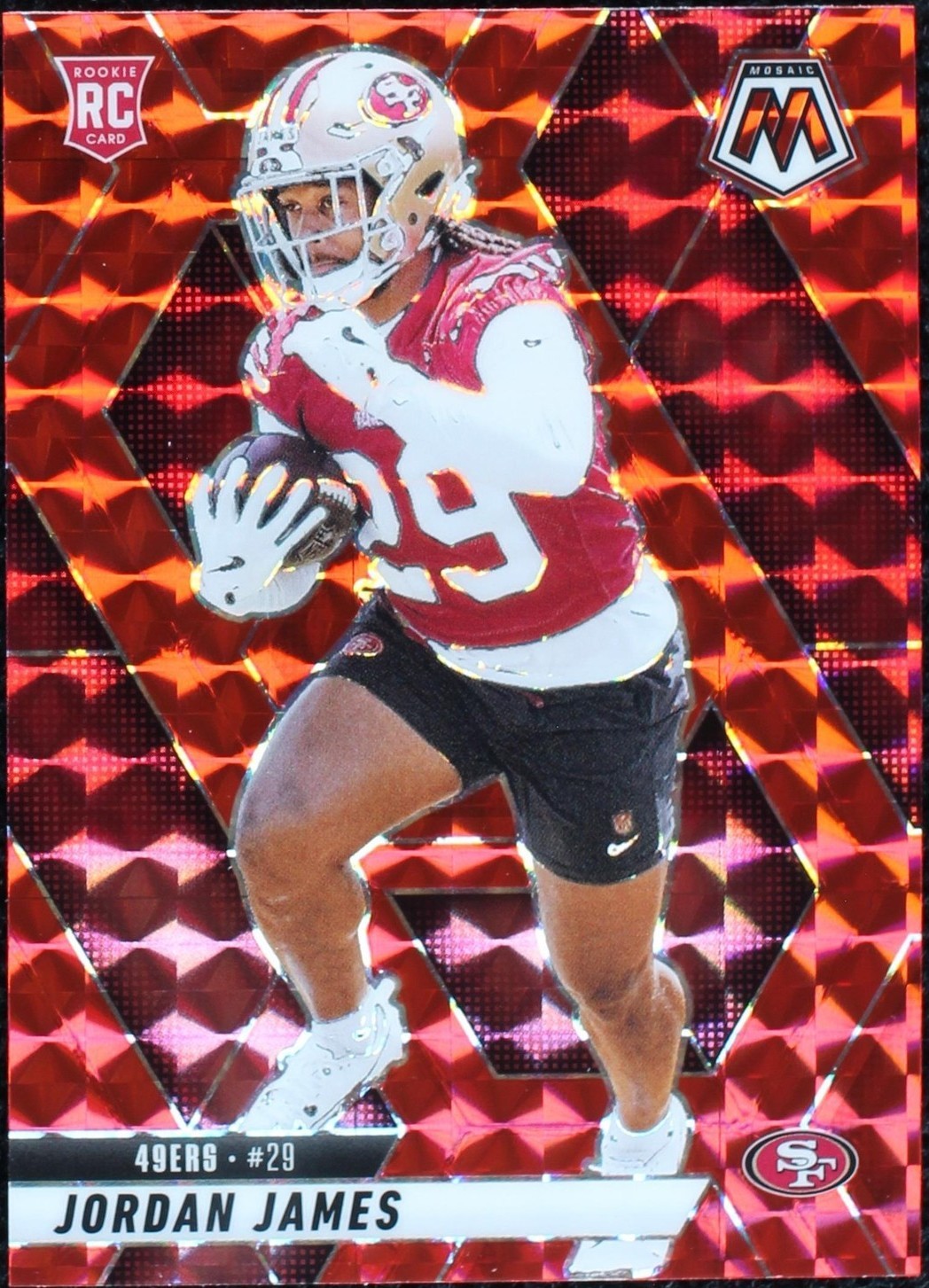 2025 Panini Mosaic - Rookies Jordan James #370 Red Mosaic Prizm (RC ...