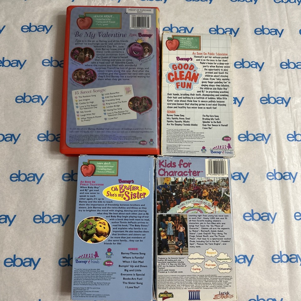 Barney VHS Lot 4 Good Clean Fun, Oh Brother! She’s My Sister, Kids For ...