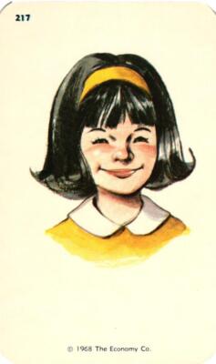 1968 Kindergarten Flash Card Girl Smiling #217 Economy Co. Smash Book ...