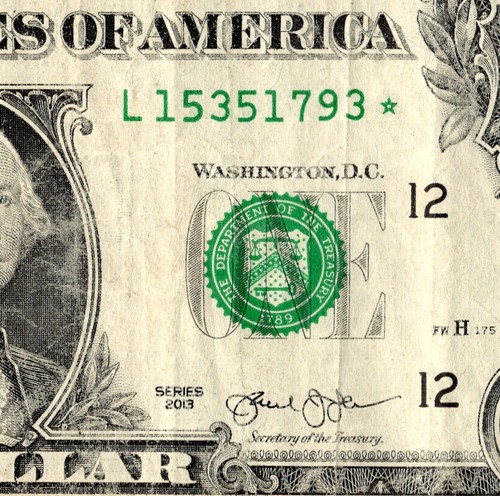 2013 L Star note one dollar bill regular run | eBay