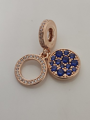 AUTHENTIC PANDORA ROSE SPARKLING BLUE DISC DOUBLE DANGLE CHARM ...