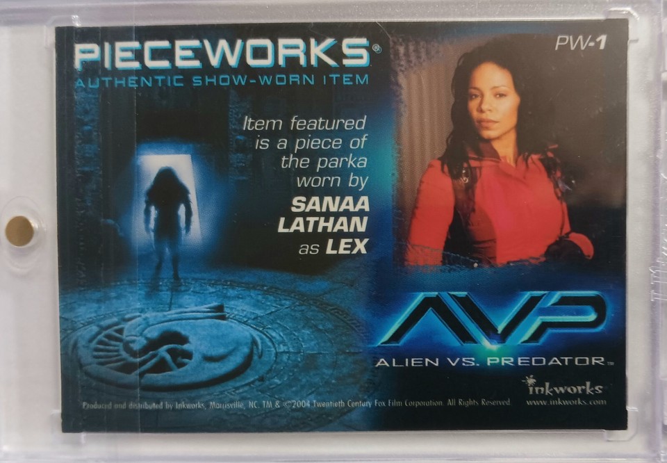 2004 ALIENS vs PREDATOR SANAA LATHAN AS LEX WOODS PARKA PIECEWORKS CARD ...