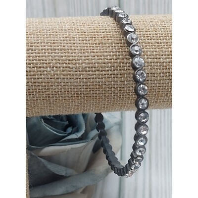 Black Gun Metal & Crystal Bangle Bracelet MINT | eBay