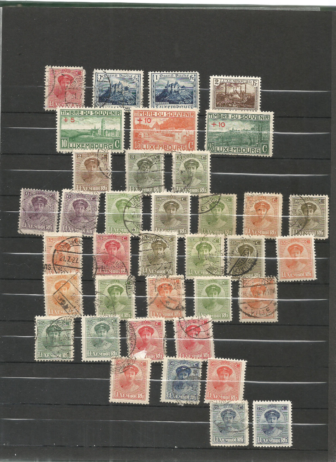 Luxembourg, 19 pages, collection, caritas, overprint, Charlotte, mini ...