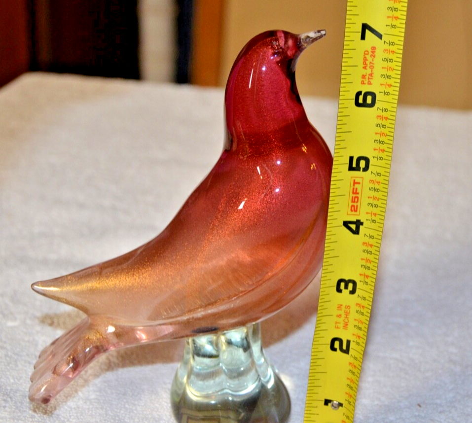ARCHIMEDE SEGUSO MURANO ART GLASS GOLD PINK DOVE FANTAIL PIGEON PAPERWEIGHT 7" | eBay