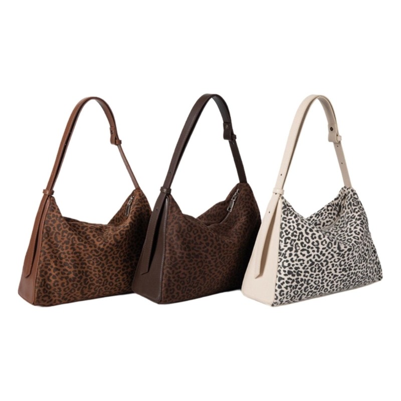Elegant Leopard Print Shoulder Bag Large Capacity Slouchy Bags for Any ...