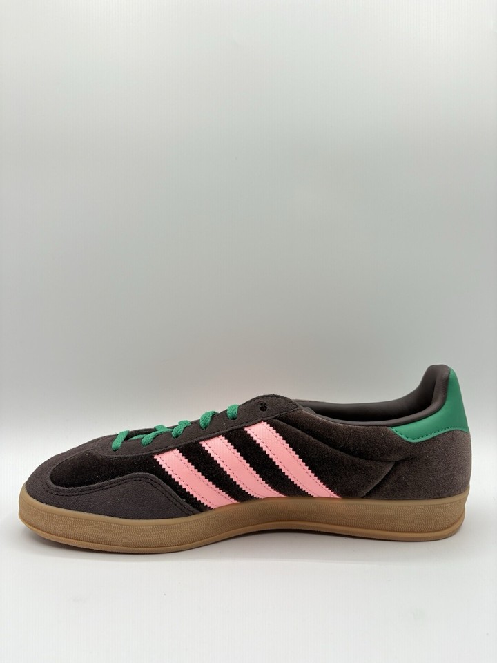 Adidas Women’s Gazelle Indoor Size 7.5 Dark Brown Pink Green Velvet ...