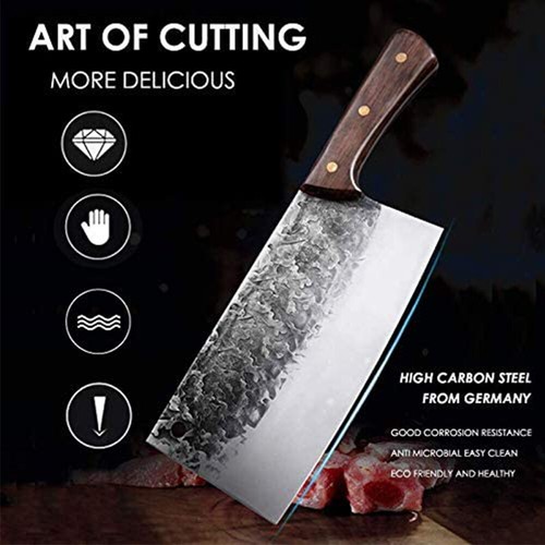 8" Hand Forged Kitchen Chef Knife Heavy Duty Butcher Chopping Cleaver ...