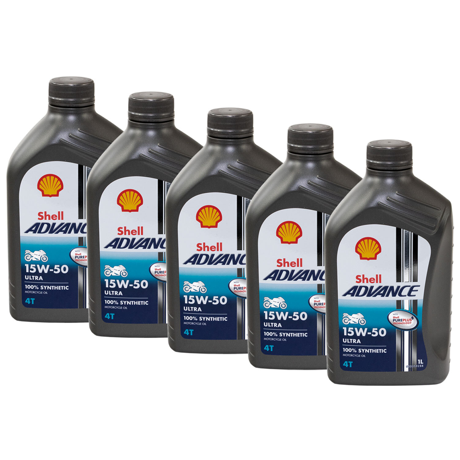 Motorrad Motoröl 5 x 1 Liter Motor ÖL Shell Advance 4T Ultra 15W-50 Oel ...