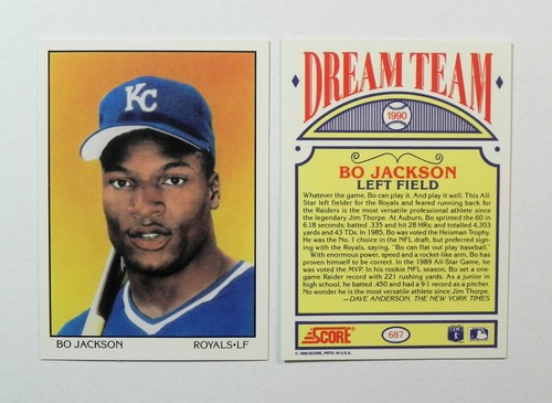 Bo Jackson 1990 Score DREAM TEAM Card #687 _ KC ROYALS _ Low Mailing ...
