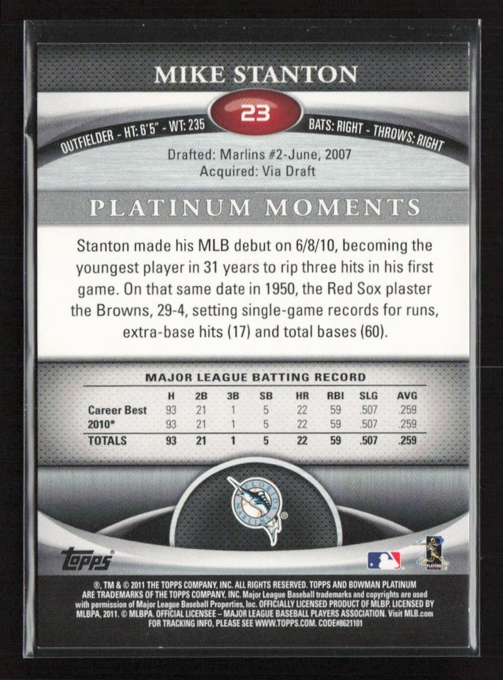 2011 Bowman Platinum #23 Mike Stanton Florida Marlins (V) | eBay