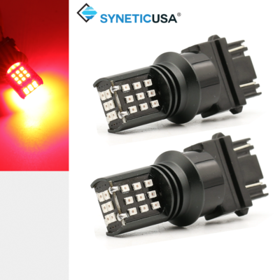 2x 3157/3457K High Power SMD Lamp Bright Red 24-LED Brake Stop Tail ...