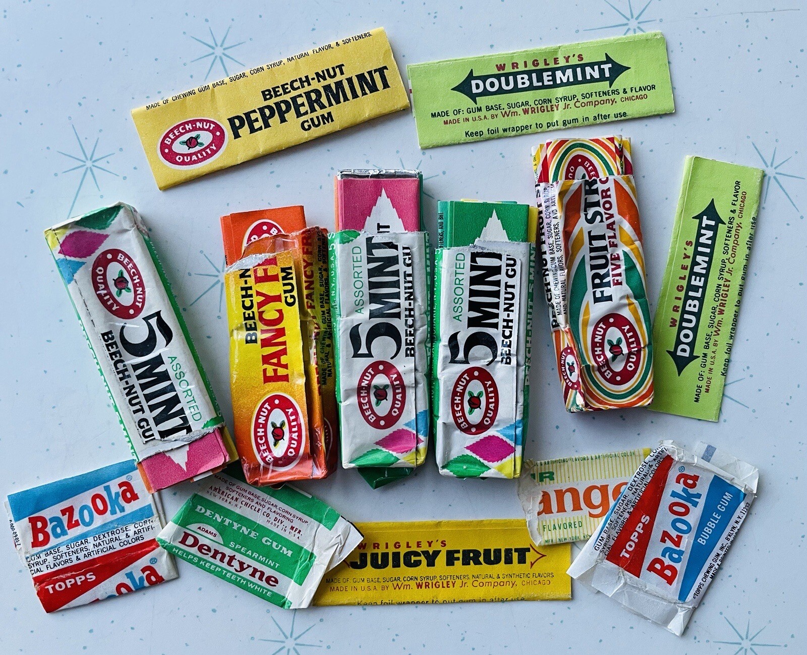 Vintage 1970s LOT Gum BEECH NUT Fruit Stripes Dentyne Bazooka Mint ...