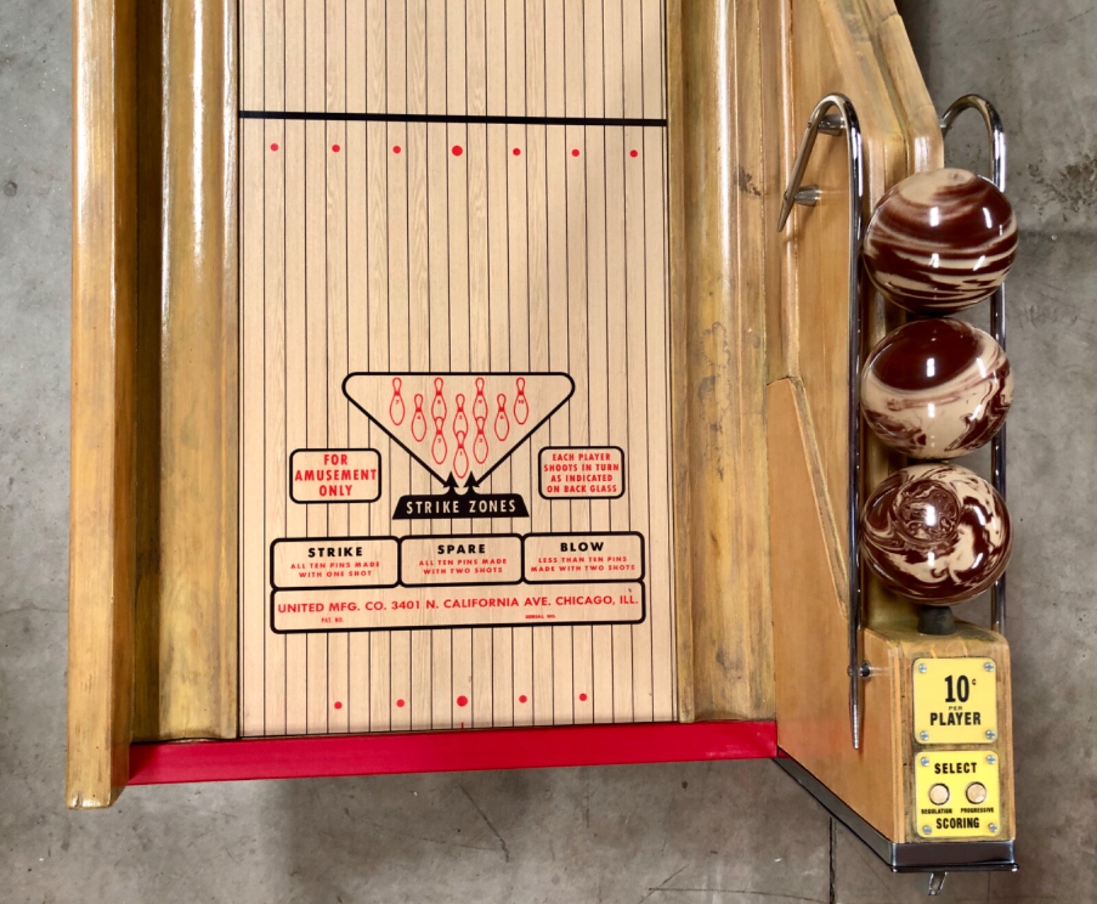 VINTAGE UNITED “DUPLEX” 16’ BIG BOWLER COIN OP RESTORED BOWLING ARCADE ...