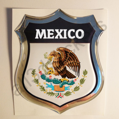 Sticker Mexico Emblem Coat of Arms Shield 3D Resin Domed Gel Vinyl ...