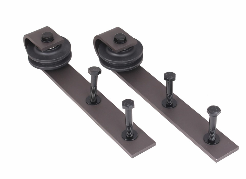 5 FT Country Antique Dark Coffee Steel Sliding Barn Wood Door Hardware ...