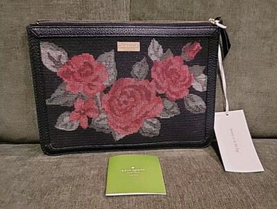 Kate Spade Rose Needlepoint Leather Clutch | eBay