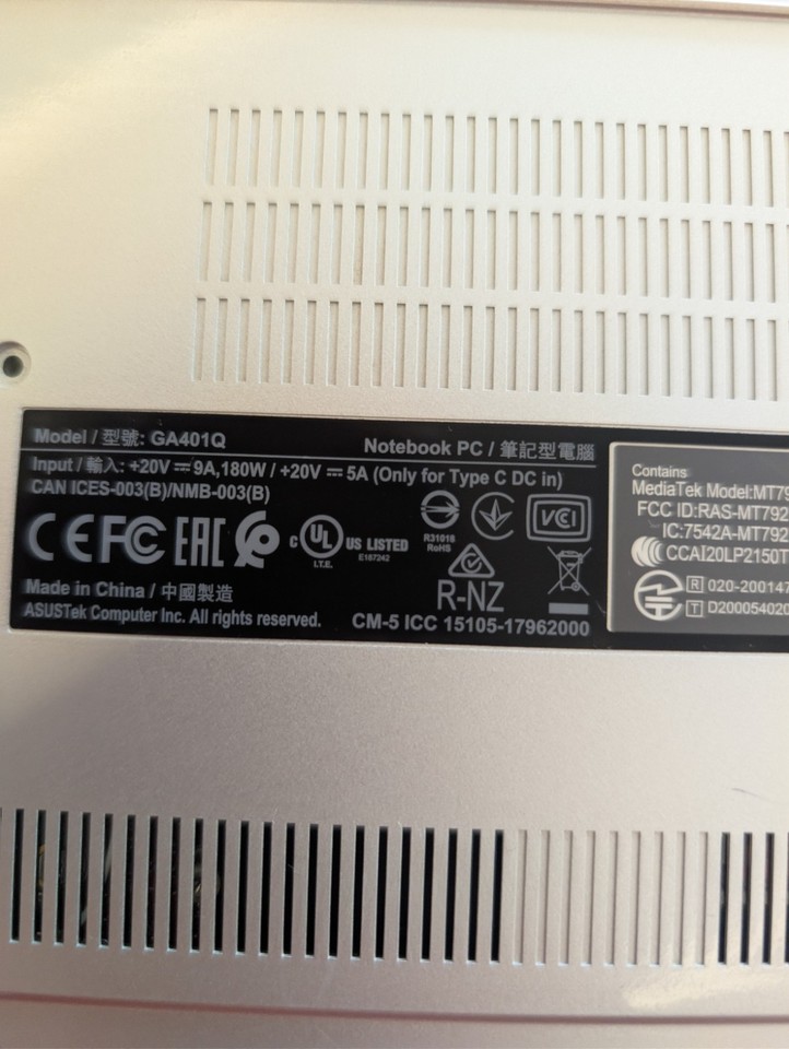 ASUS ROG Zephyrus G14 Gaming Laptop GA401I, No Power, for Parts/Repair ...