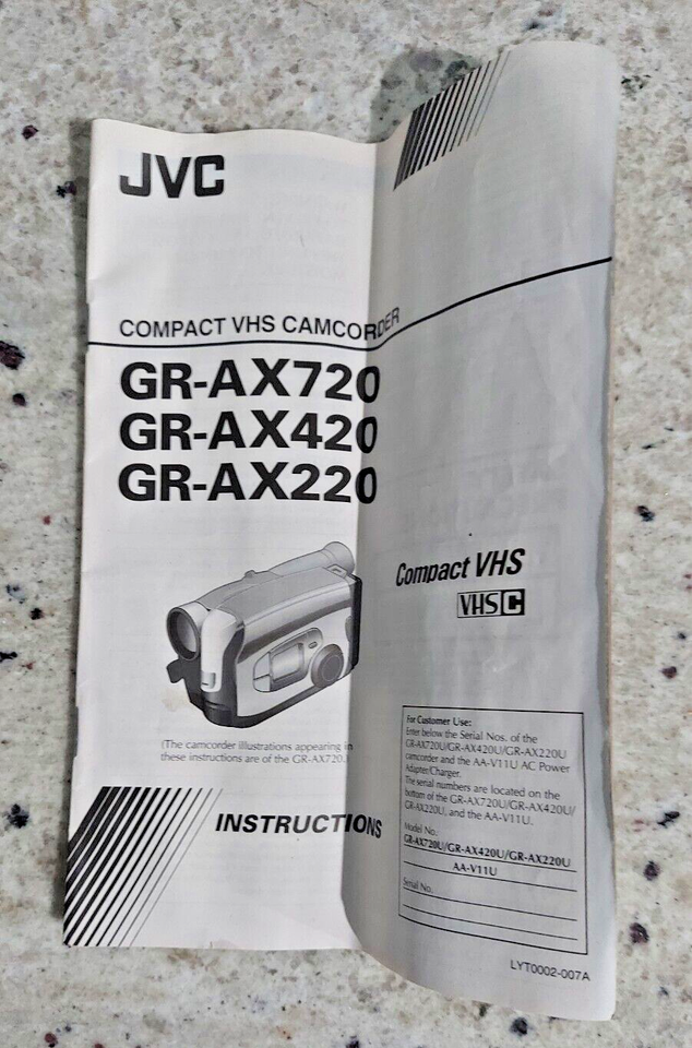 JVC Compact VHS Digital Zoom Camcorder GR-AX220U with a charger and no ...