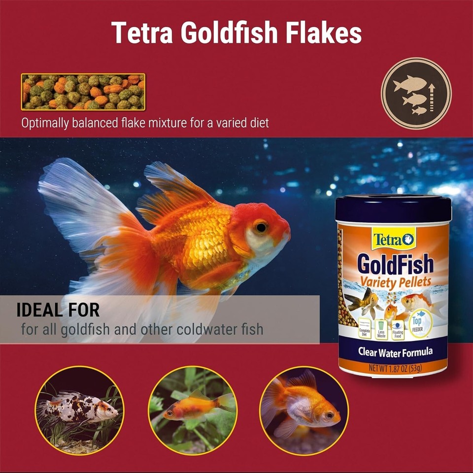 Tetra Goldfish Variety Pellets, Balanced Diet, 1.87 Ounce | eBay