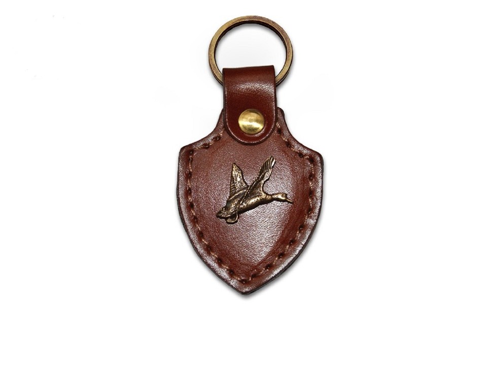 LEATHER KEY Chain RING Handmade with animal deer duck dog rabbit owl ...