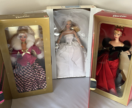 Vtg NOS Lot 3 Barbie Dolls In Box Blushing Bride Avon Winter Splendor ...