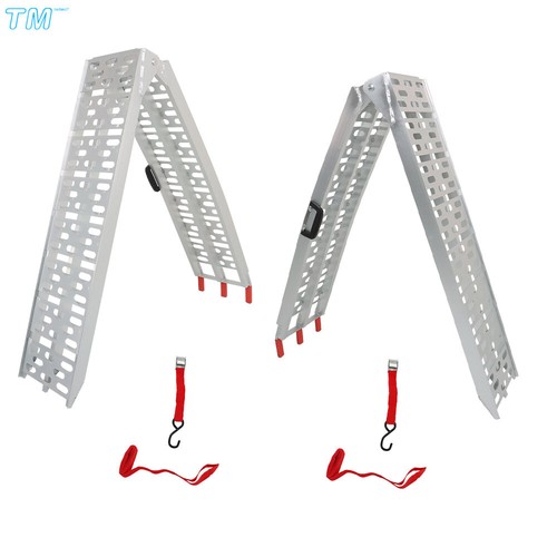 2*Aluminum Loading Ramp Arched For Motorcycle ATV/UTV Truck Lawnmower ...