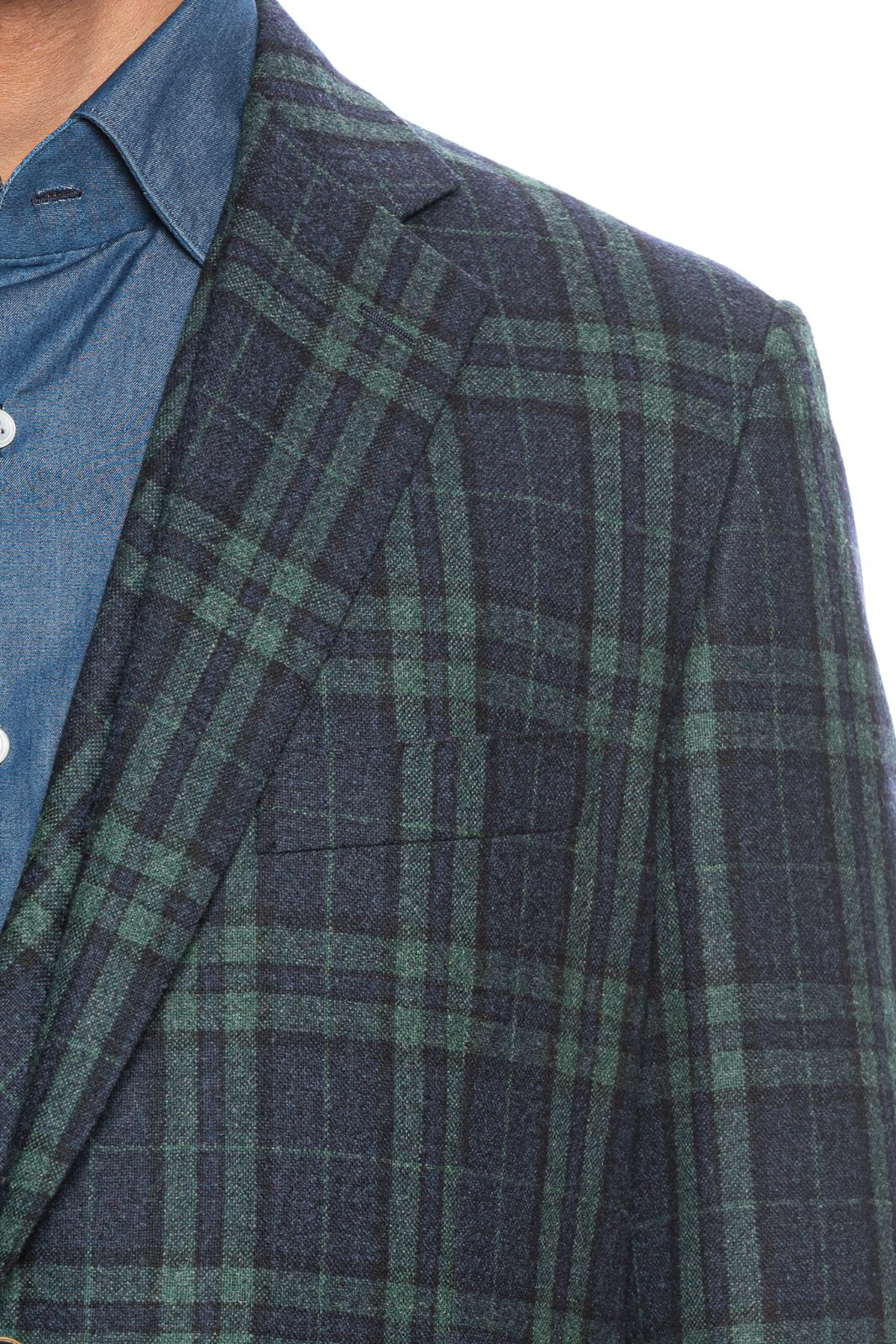 $2450 BELVEST Blue Wool Silk Check Jacket + Vest Double Breasted 44 US ...