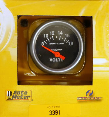 Auto Meter 3391 Sport Comp Voltmeter Volt Meter Gauge 2 1/16 8 - 18 ...
