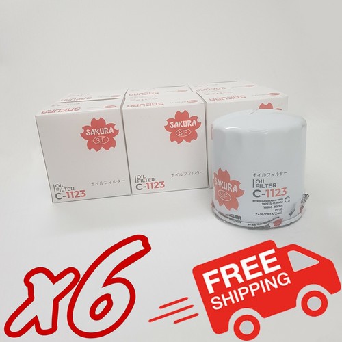 6x Pack Sakura C-1123 Oil Filters - Equiv Ryco Z418/Z87A/Z422 Wesfil ...