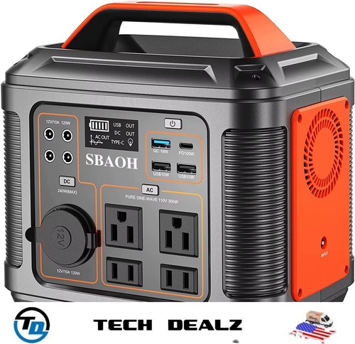 Portable Power Station, 300W 296Wh Solar Generator Quick Charge / 110V ...