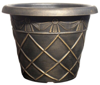 Large Plant Pot 46cm Tuscany Roman Black Bronzed Effect | eBay UK