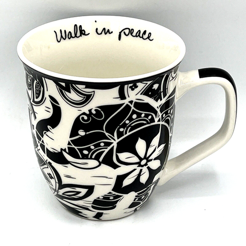 Walk In Peace Coffee Tea Mug By Karma Black White | eBay