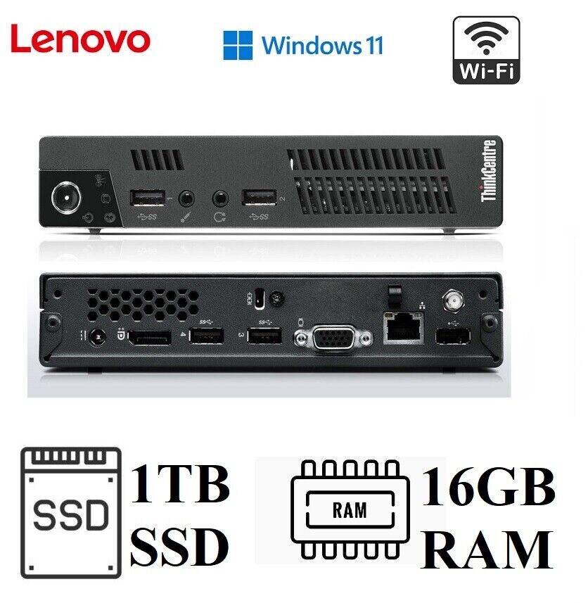 Windows 11 Lenovo ThinkCentre Tiny Core i7 32GB RAM 1TB SSD Wi-Fi PC ...