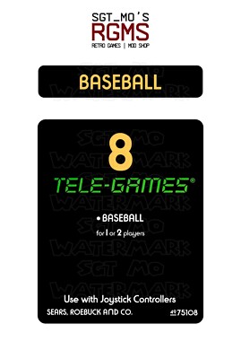 Atari 2600/Sears Tele-Games Replacement Label - Baseball | eBay