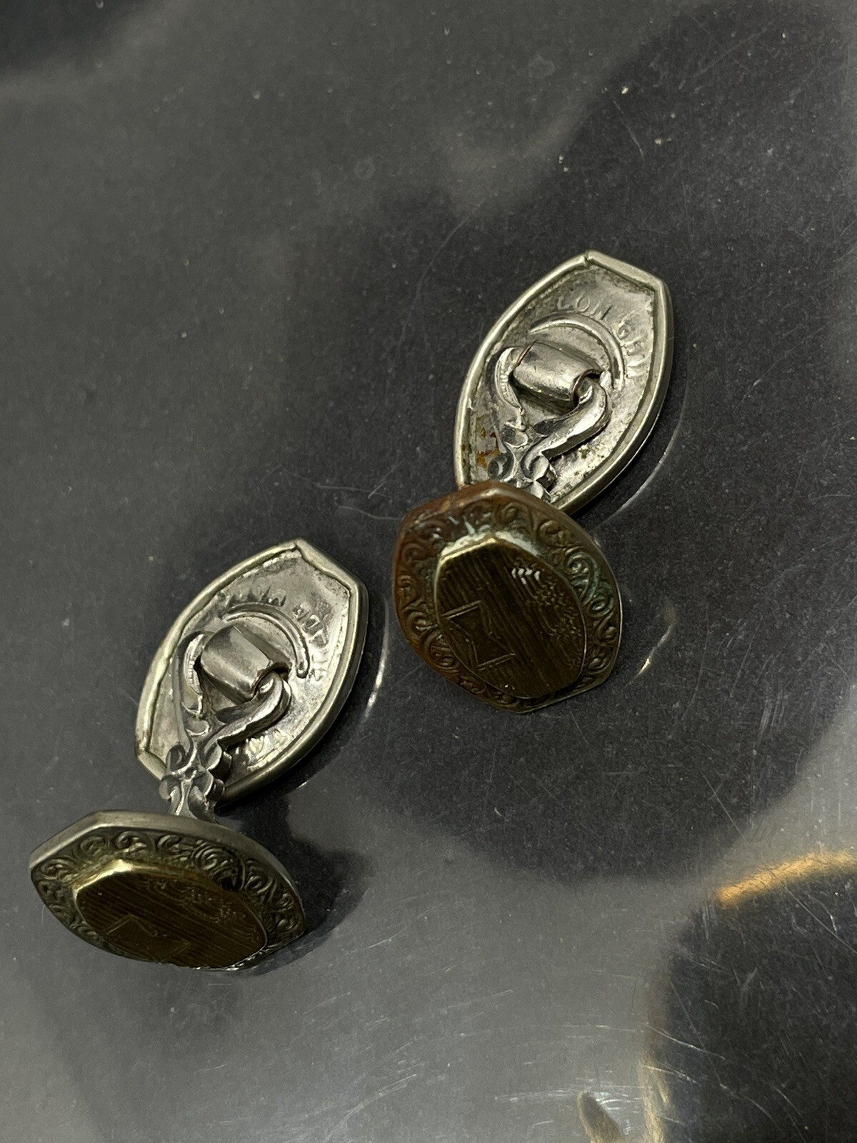 Vintage women cuff links 2 tone Signed HWK Co Talon Grip AS IS ...