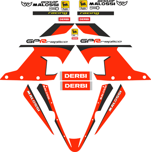 Derbi gpr 125 Replica DECALS fluo stickers derbi gpr 125 gpr malosi ...