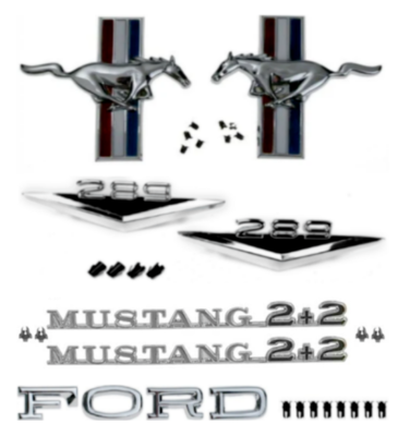 1965-1966 Mustang Fastback V8 Front End Emblem Kit | eBay
