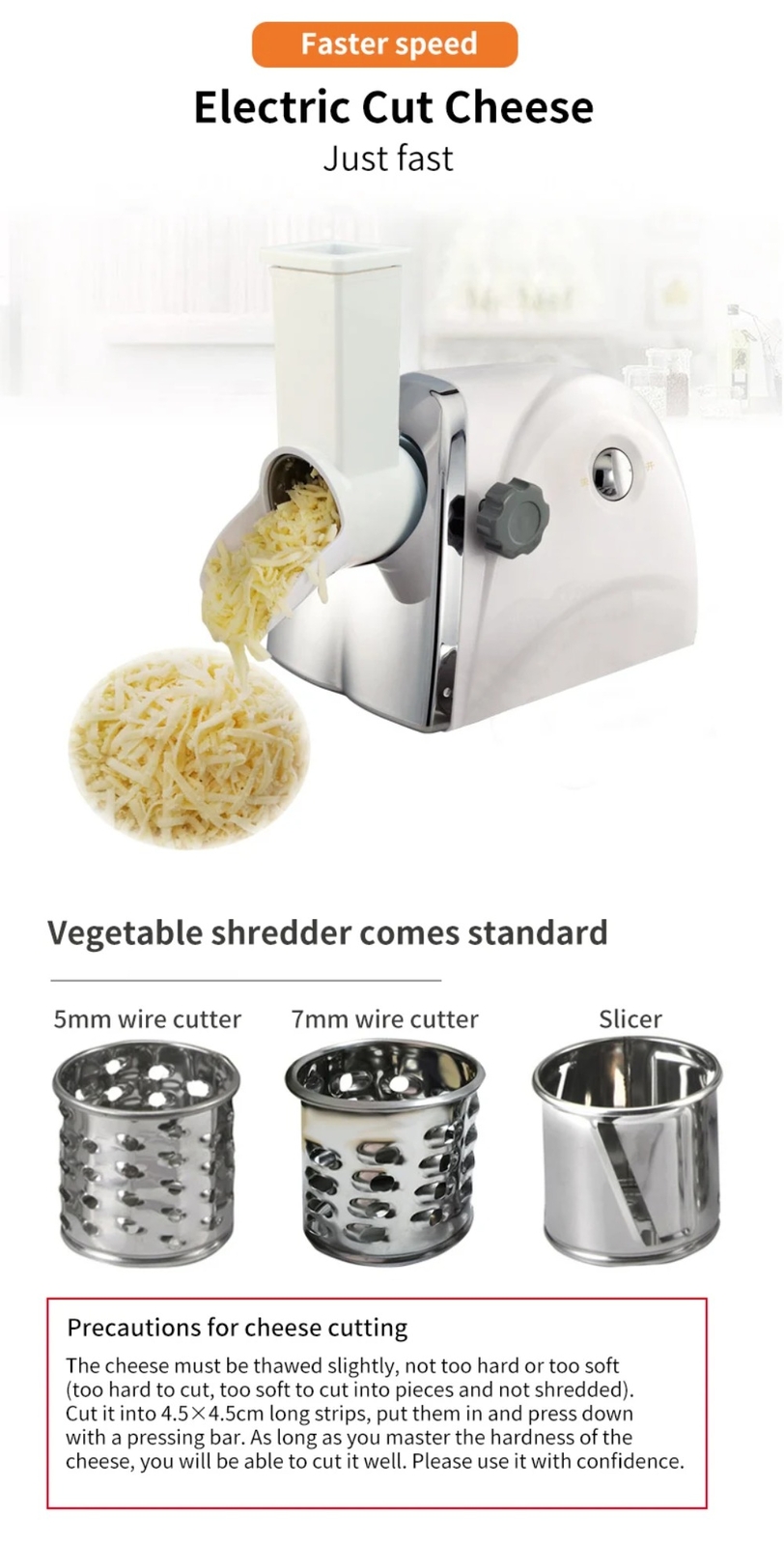 Electric Commercial Automatic Shredder Cheese Grater Household Cheese ...
