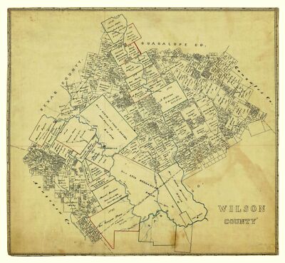 County Map - Wilson County Texas - General Land Office 1880 - 24.85 x ...